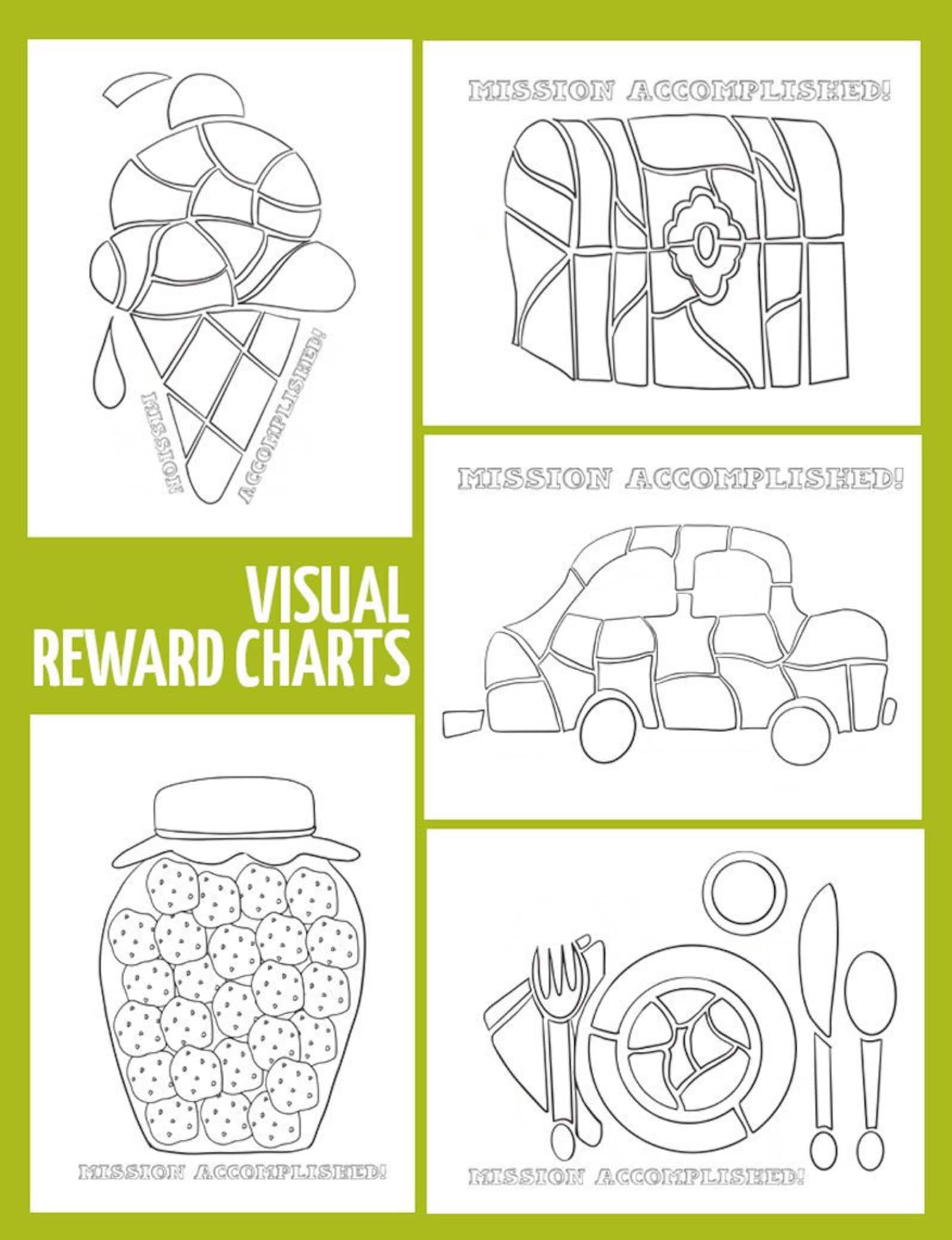 Rewards Charts Printables for Kids Coloring in Visual Prize - Etsy