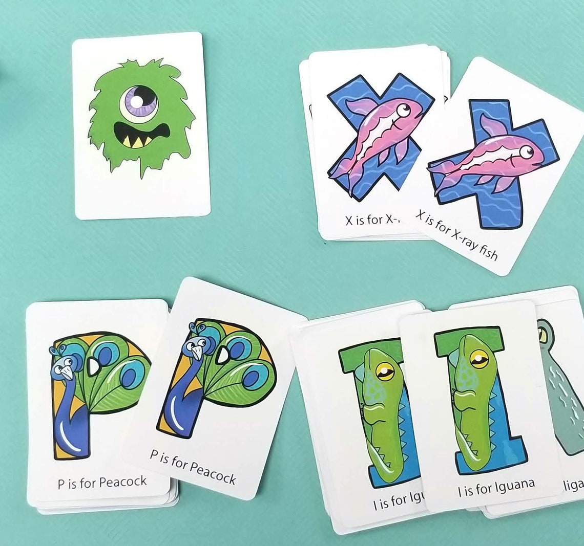 Alphabet Cards Game Printable ABC Animals Old Maid Memory | Etsy