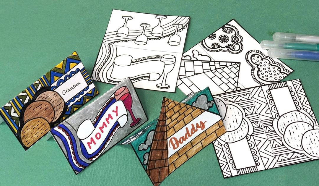 BUNDLE: Color-in Printable Passover Name Cards | Kids Pesach Craft ...