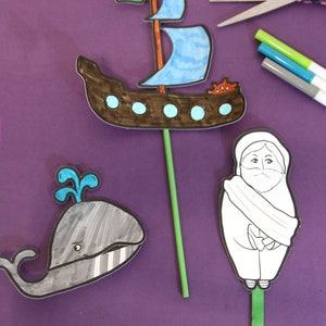 Jonah and the Whale Puppet Craft - Coloring Page Version | Yom Kippur ...
