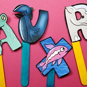 Alphabet Puppets Paper Toy Template - Printable Animal ABC - Animal ...