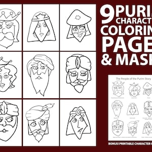 9 PURIM Mask Templates and Coloring Pages - Purim Story Characters ...