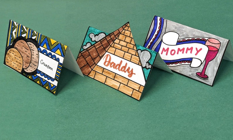 BUNDLE: Color-in Printable Passover Name Cards Kids Pesach - Etsy