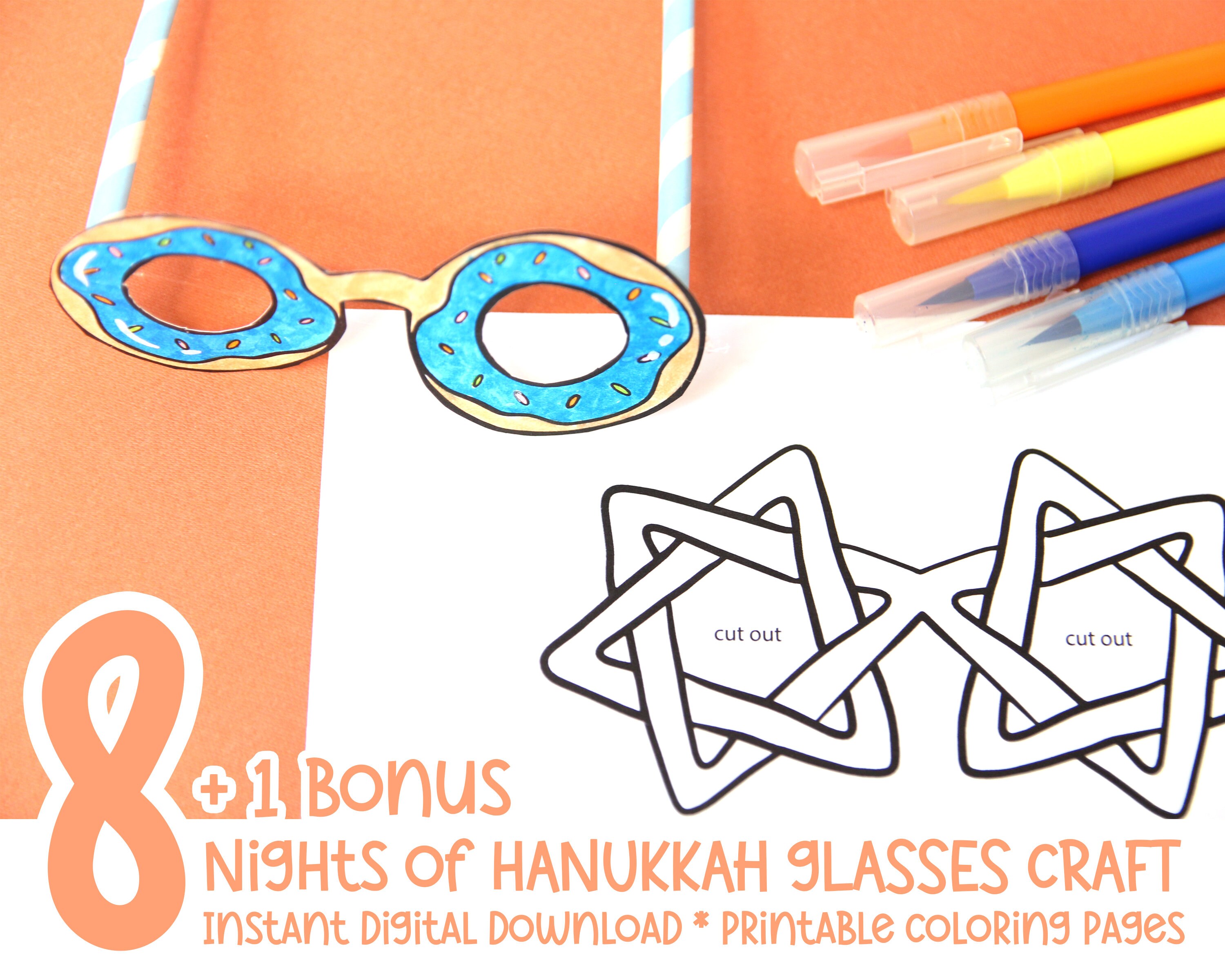 Paper Glasses Hanukkah Coloring Pages and Crafts for Kids | Printable ...