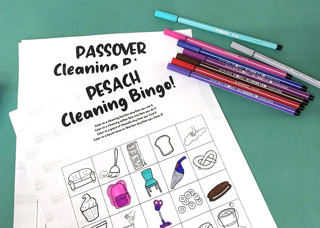 Passover Cleaning Bingo Game for Kids | Visual Pesach Cleaning Aid and ...