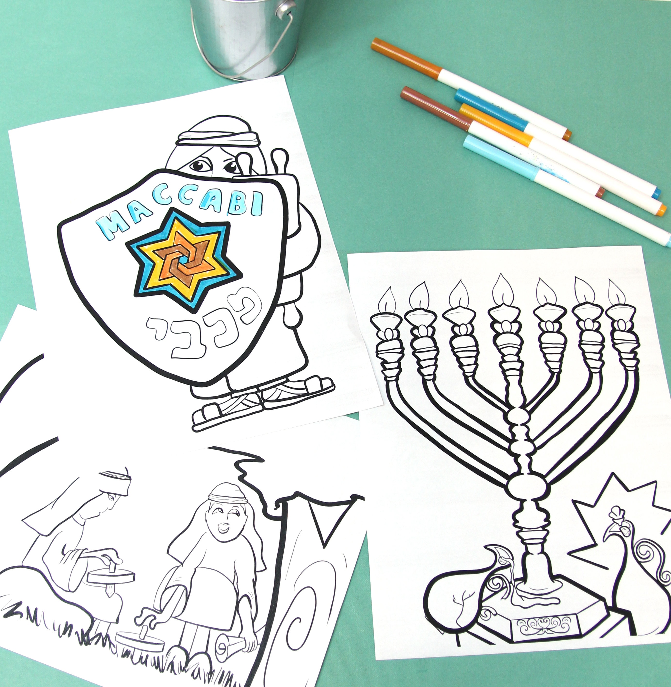 Chanukah Coloring Pages Duo Hanukkah Traditions (Download Now) - Etsy