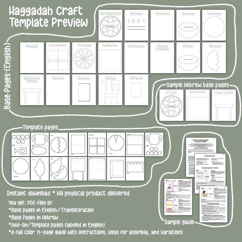 DIGITAL Kids' Interactive Haggadah Craft Template for Preschool | PDF ...
