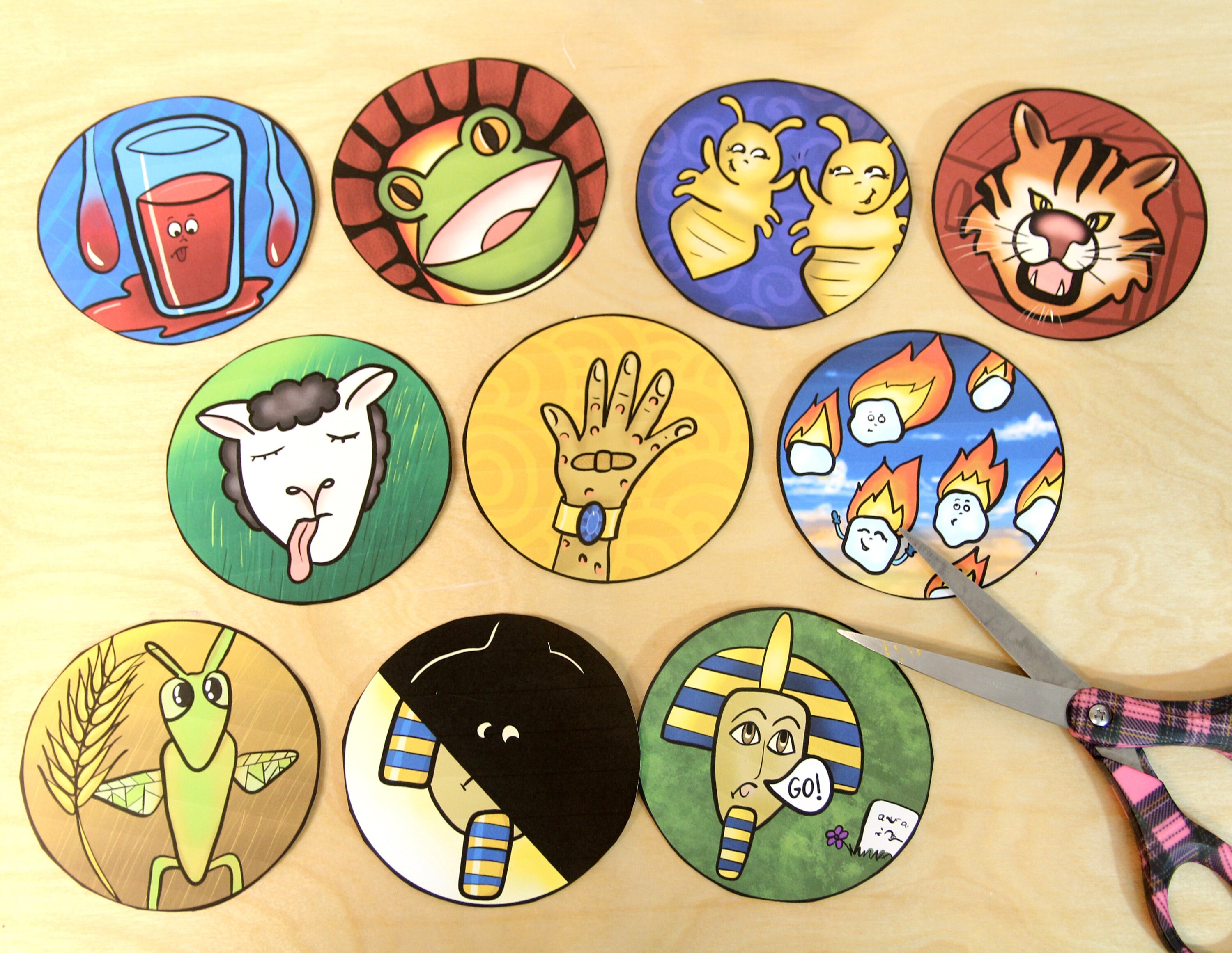 Ten Plagues of Egypt Circles for Coasters, Banner, Classroom ...