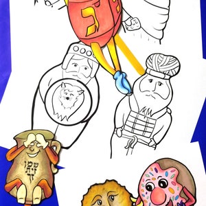 Hanukkah Craft for Kids - Puppets | Printable PDF COLOR-IN Coloring ...