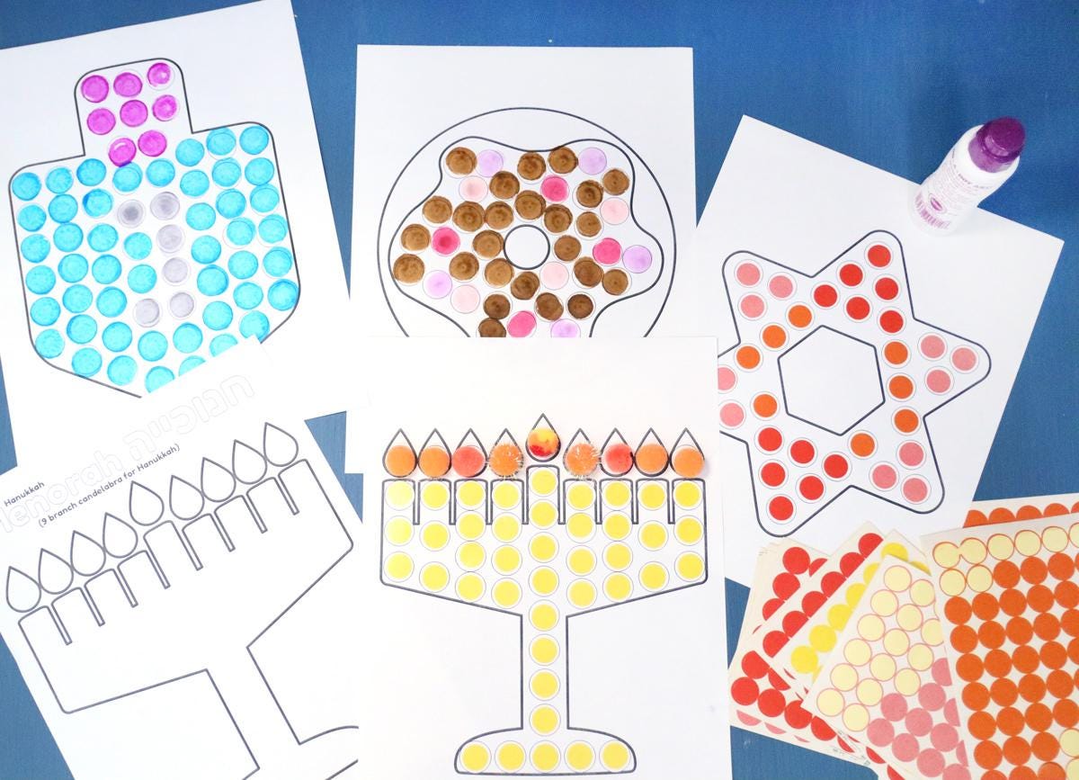 Hanukkah Coloring and Do a Dot Pages | Holiday Coloring Book | Hanukkah ...