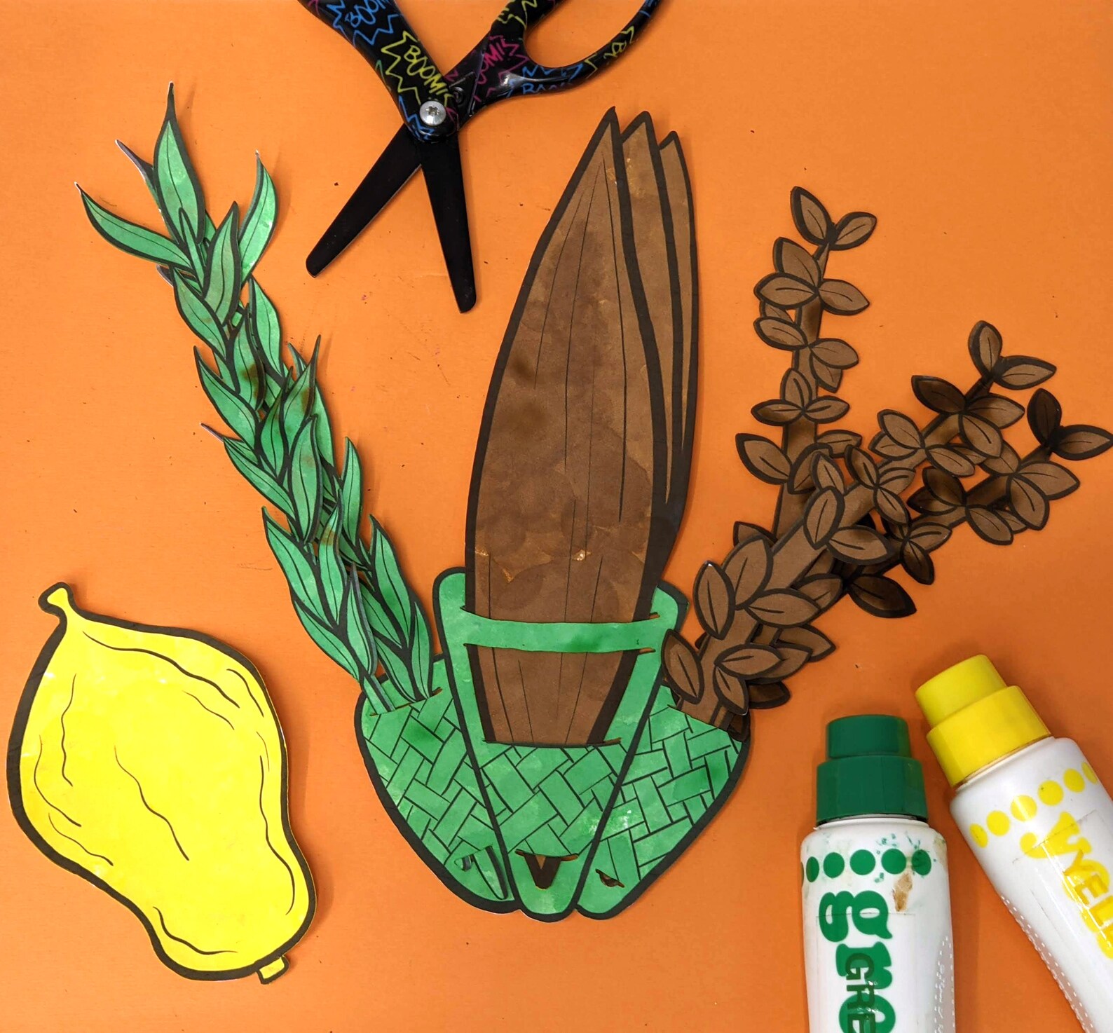 Sukkot Crafts Coloring Pages Bundle | LULAV and Etrog Set Plus Ushpizin ...