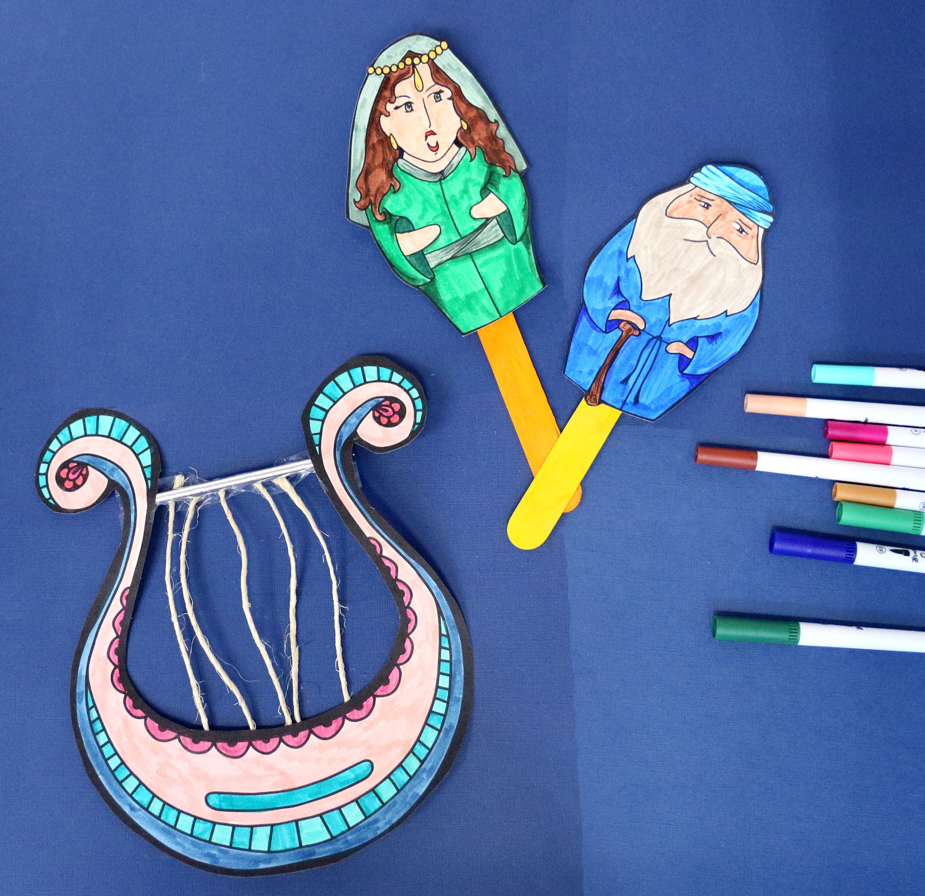 Serah's Lyre Craft | Printable Serach Bat Asher Puppets Coloring Pages ...