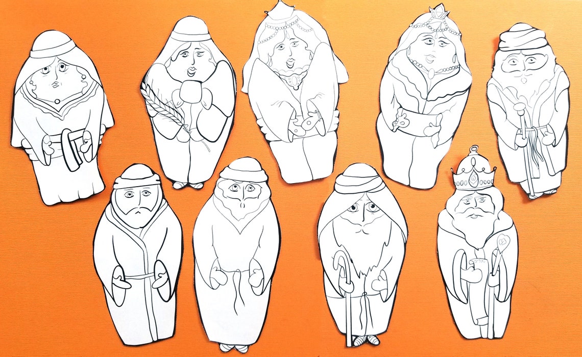 Book of Ruth Craft for Kids | Shavuot Coloring Puppets - Ruth and Naomi ...