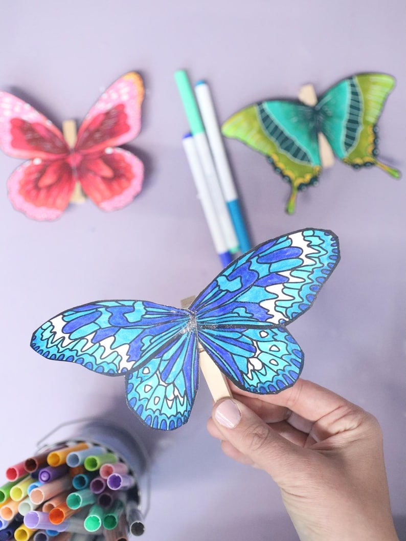 Butterfly Wings Templates | Paper Butterfly Clothespin Craft - Coloring ...