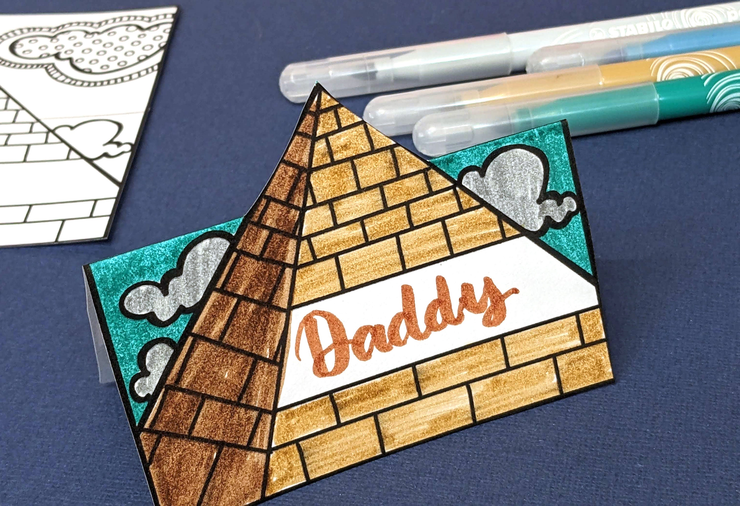 Color-in Printable Passover Name Cards Pyramids Kids Pesach Craft ...