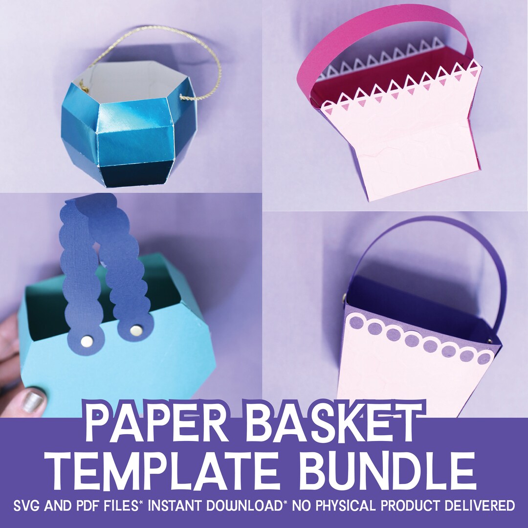 BUNDLE: 4x 3D Paper Basket SVG Cut Files and Pdf Templates | With ...