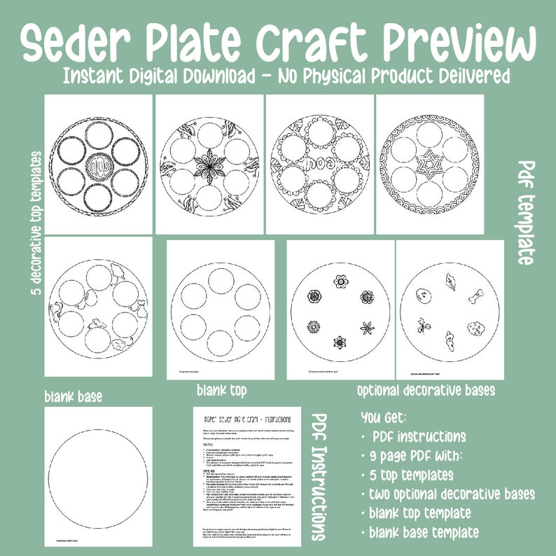 Seder Plate Template Passover Craft for Kids DIY Seder Plate for Pesach ...