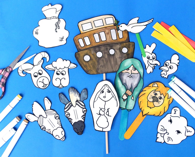 Noah's Ark Puppets | Printable Crafts & Coloring Pages for Parshat ...