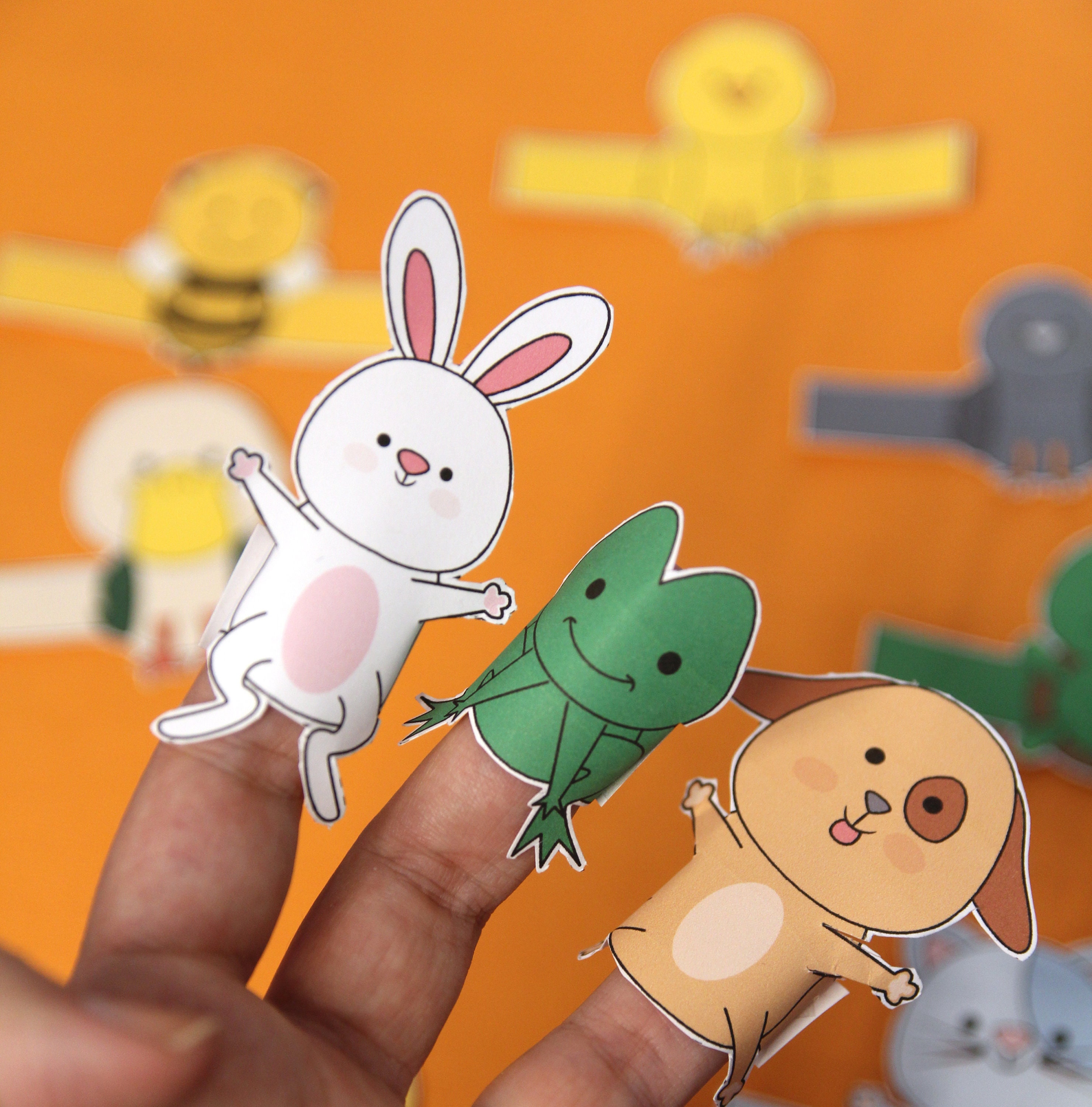 10 Pets & Friends Animal Finger Puppets FULL COLOR Printable Paper Toys ...