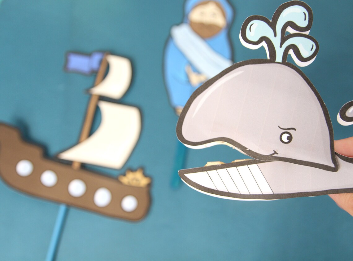 Jonah and the Whale Puppet Craft and Activity - Full Color Paper Toy ...