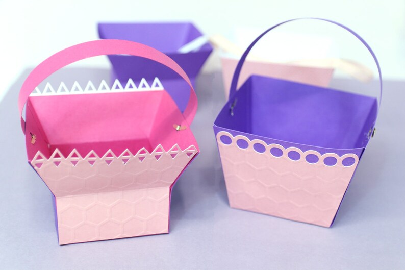 Paper Basket Template Duo | 3D Paper Basket Svgs With Optional ...