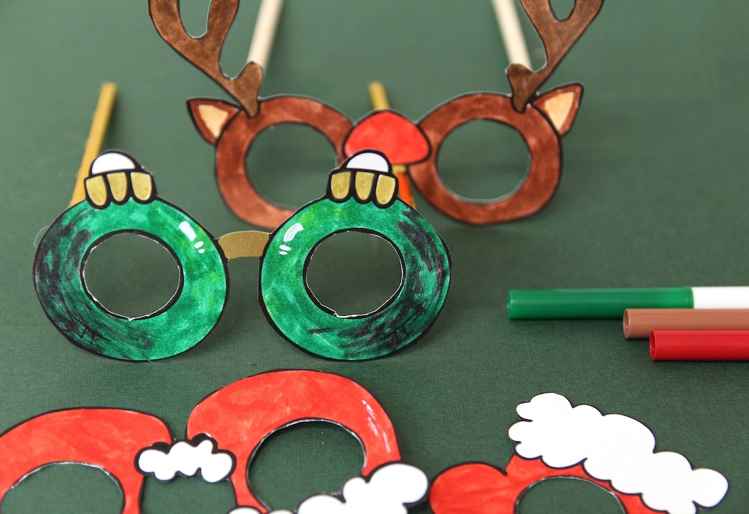 9 Paper Glasses for Christmas Coloring Pages and Crafts for Kids ...