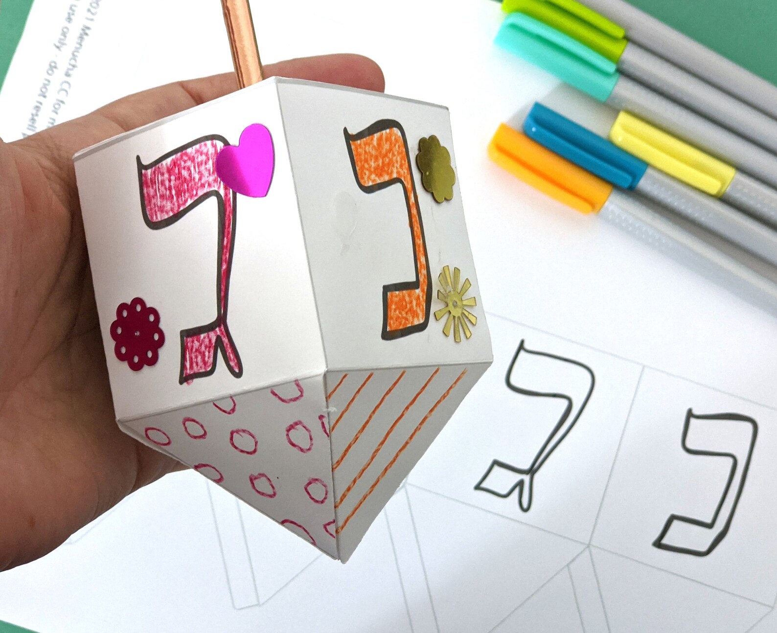 Dreidel Template Hanukkah Craft for Kids | Color and Craft Paper ...