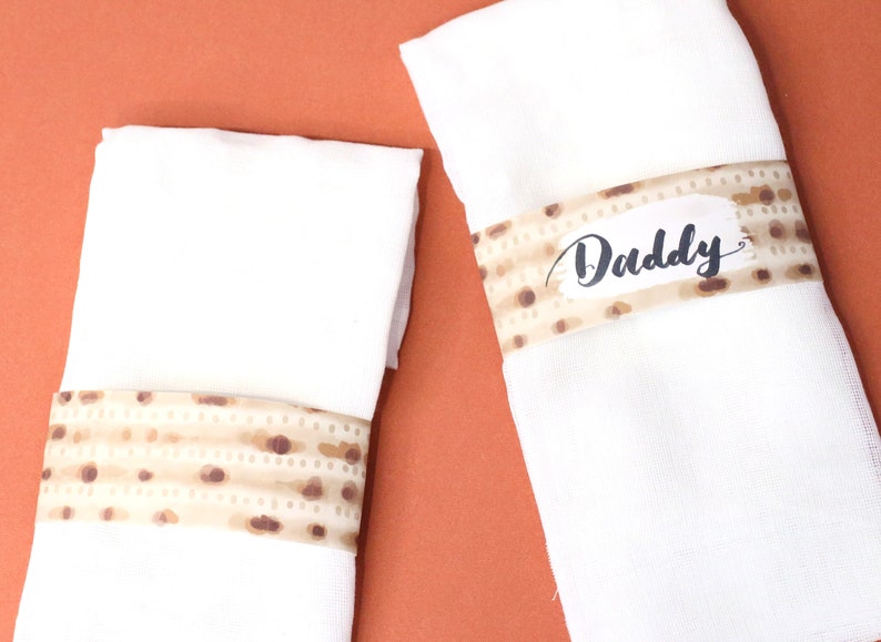 Printable Paper Passover Napkin Rings Watercolor Matzah - Etsy