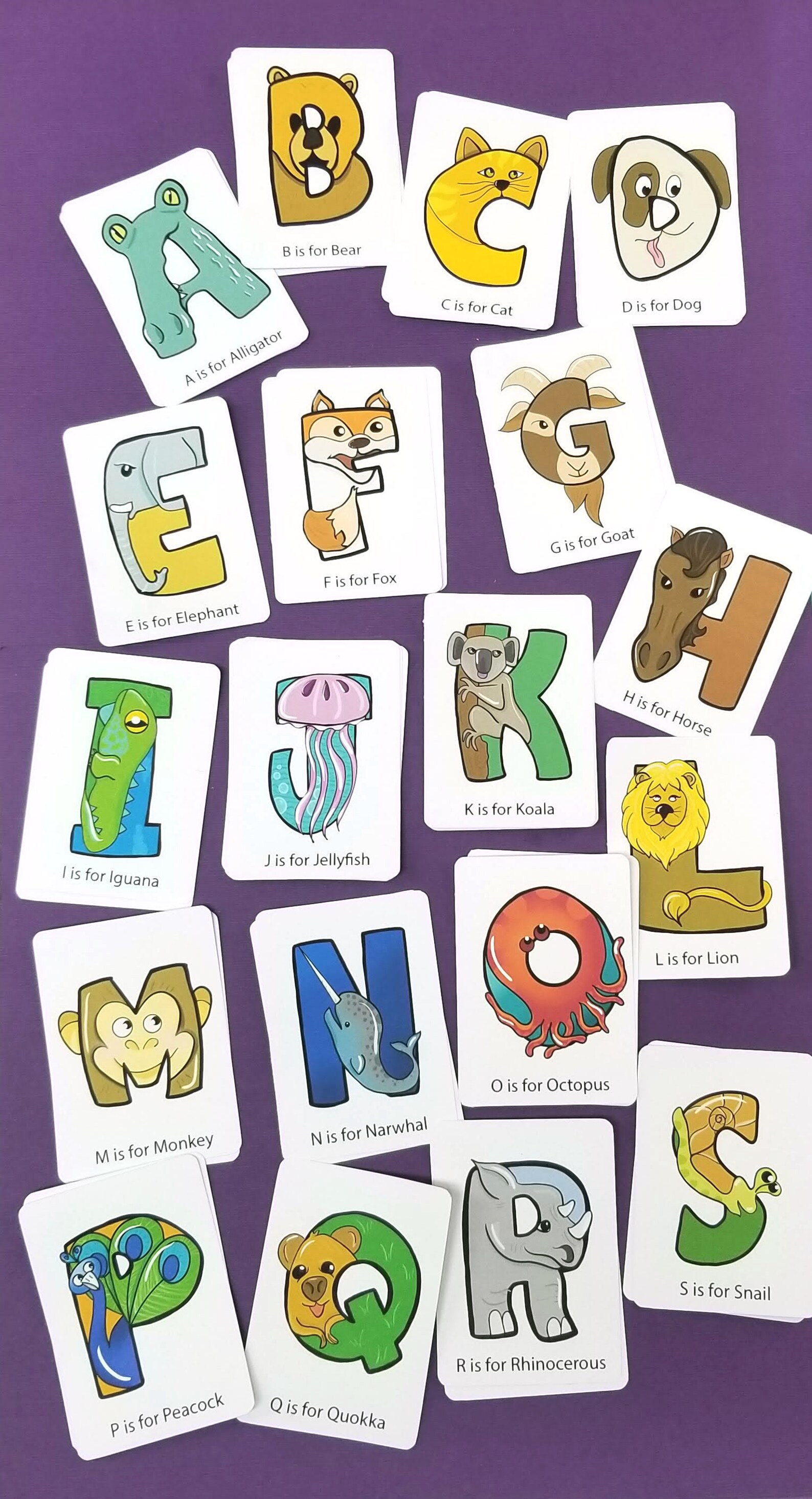 Alphabet Cards Game Printable ABC Animals Old Maid Memory Matching and ...