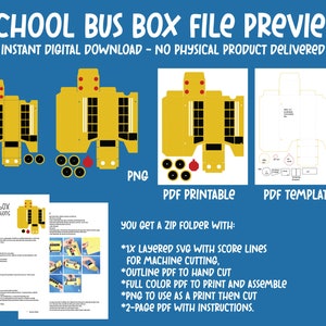 School Bus SVG Template | Make a Paper Toy or Bus Driver Gift Box | SVG ...