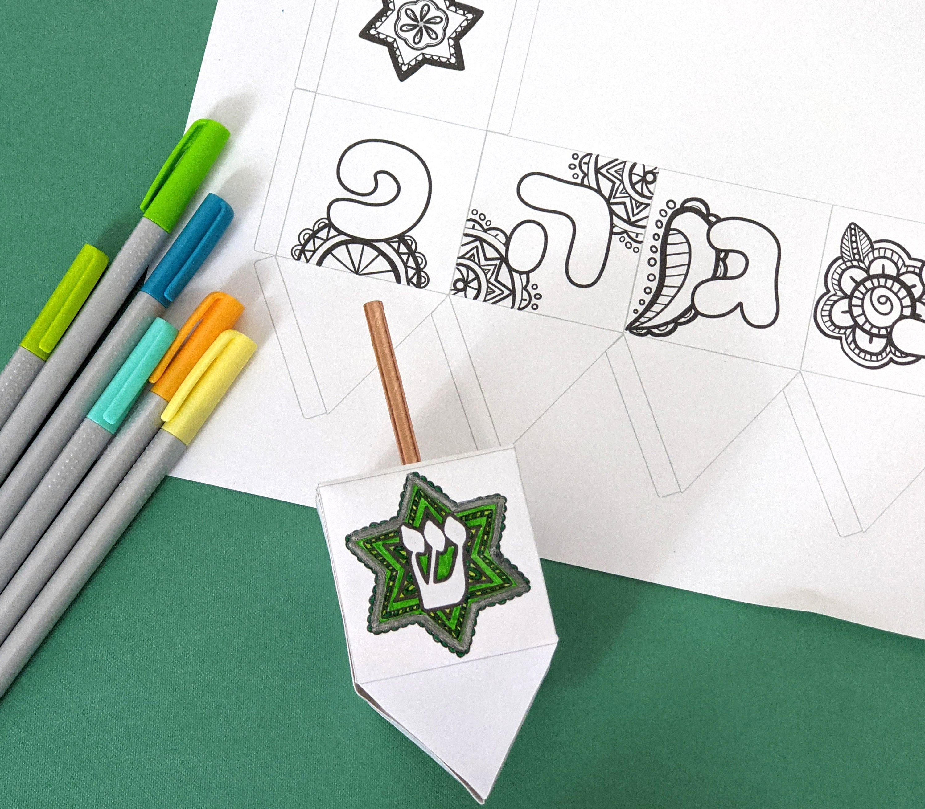 Paper Dreidel Templates BUNDLE Color-in Black and White - Etsy