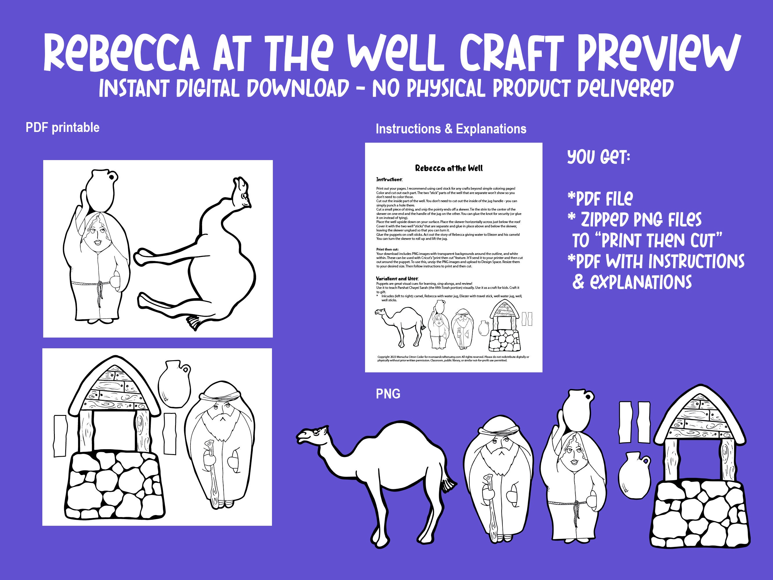 Chayei Sarah Parsha Craft Rebecca Rivkah at the Well Printable Crafts ...