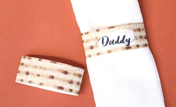 Printable Paper Passover Napkin Rings | Watercolor Matzah Print Napkin ...