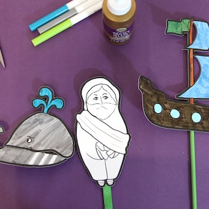 Jonah and the Whale Puppet Craft - Coloring Page Version | Yom Kippur ...