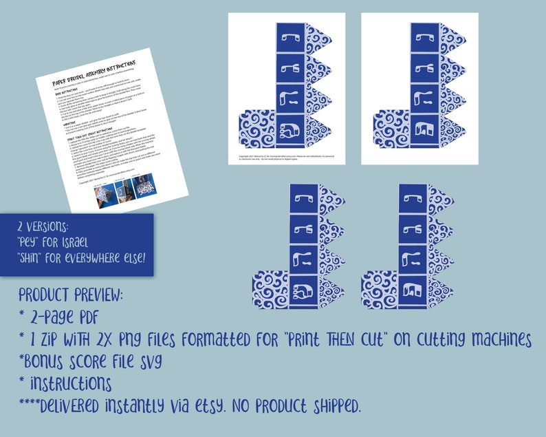 BUNDLE 3 Paper Dreidels Hanukkah Party Favors Printable Chanukah Treat ...