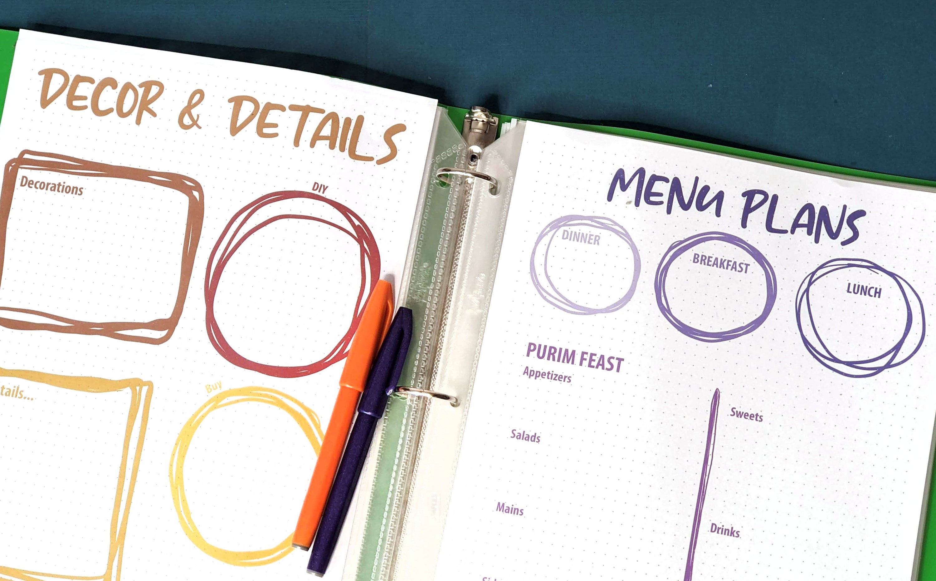Purim Planner Printable Jewish Holiday Planner Inserts Dot Grid Purim ...