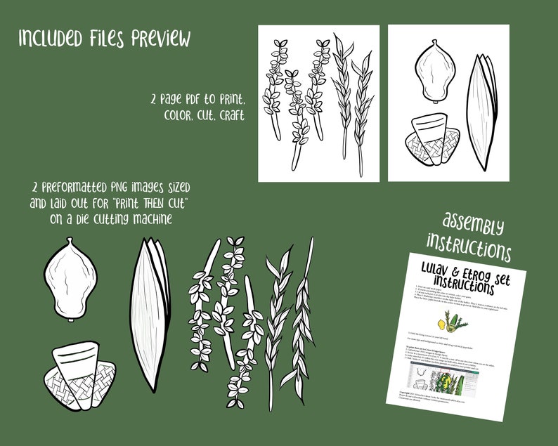Sukkot Printable Paper Craft for Kids | Lulav and Etrog | Jewish Sukkos ...