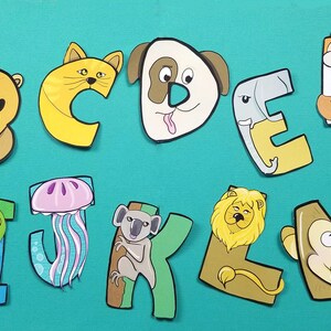 Alphabet Puppets Paper Toy Template - Printable Animal ABC - Animal ...
