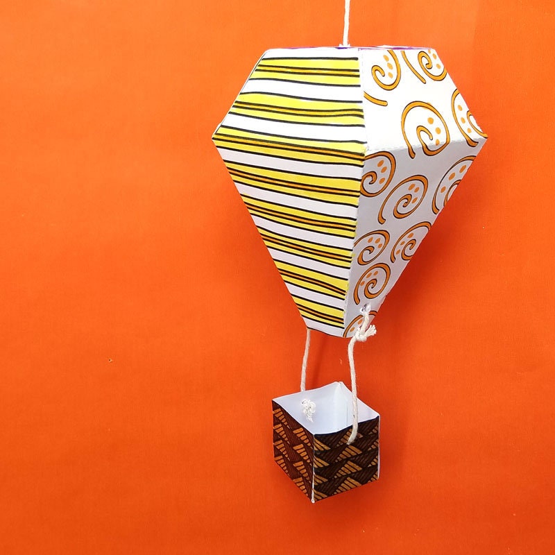 Paper Hot Air Balloons - Coloring Pages - Color-in Paper Craft Template ...