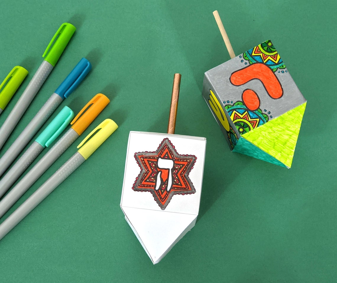 Paper Dreidel Templates BUNDLE Color-in Black and White | Etsy