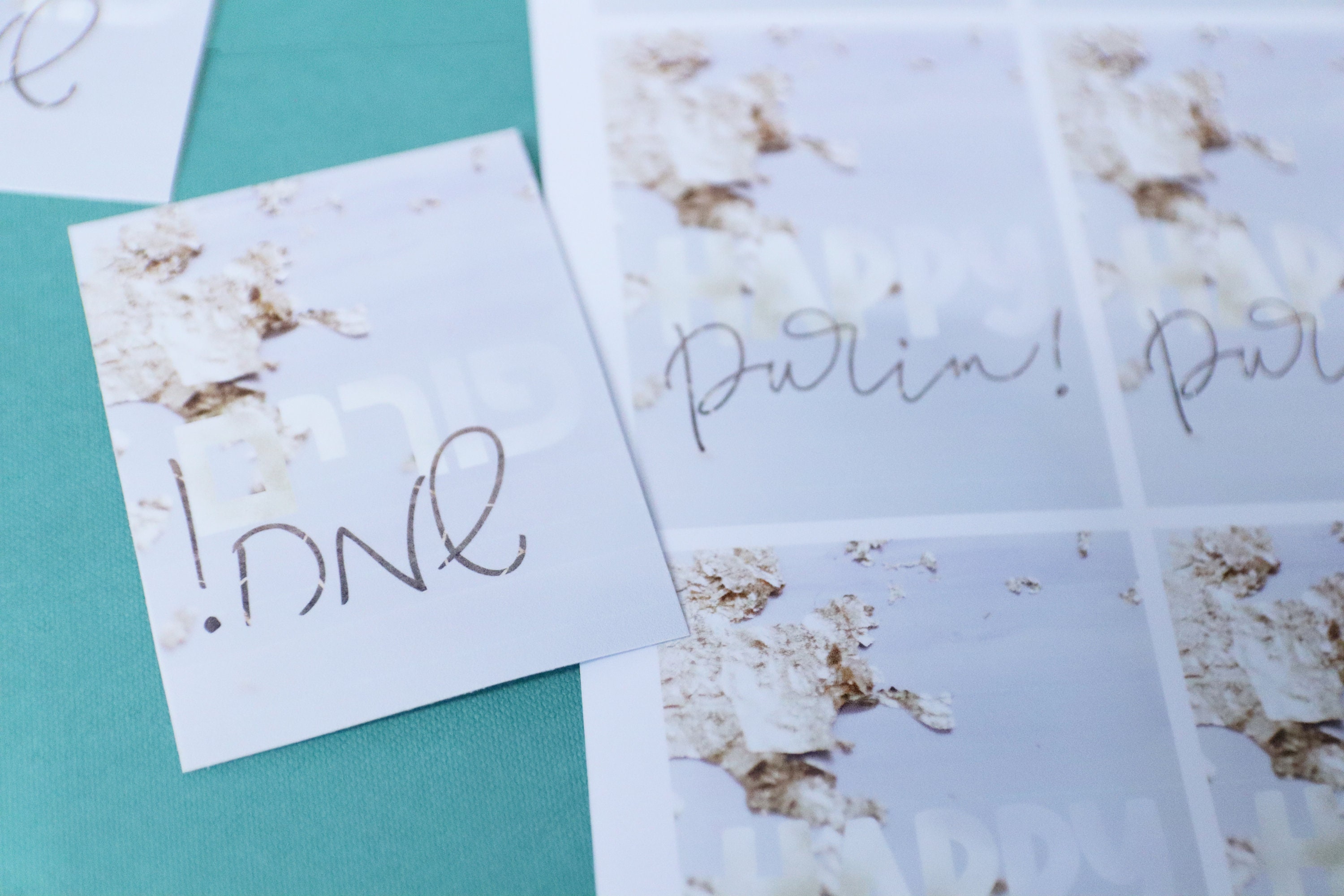 Gold Leaf Printable Purim Cards | Flat Hebrew and English Happy Purim ...
