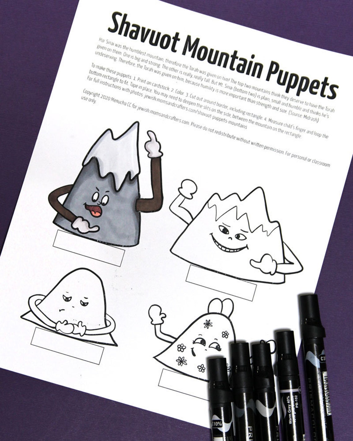 Shavuot Puppets Shavuos Craft for Kids Full Color and | Etsy