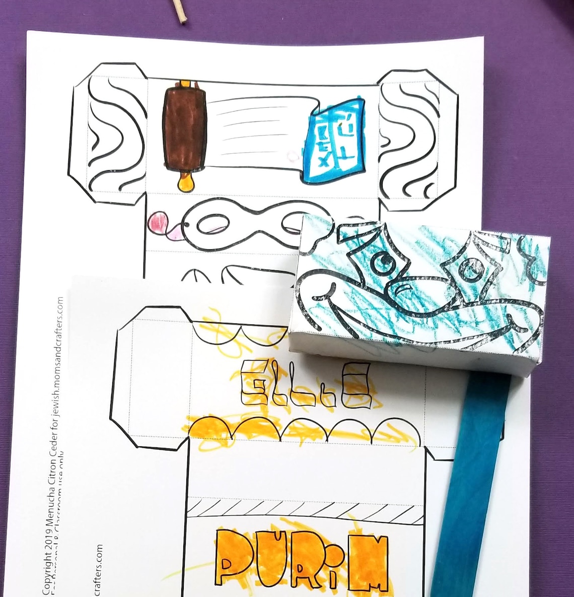 Purim Craft Template Paper Purim Groggers Paper Graggers | Etsy