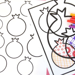 6 Pomegranate Coloring Pages for Adults | Printable Rosh Hashanah and ...