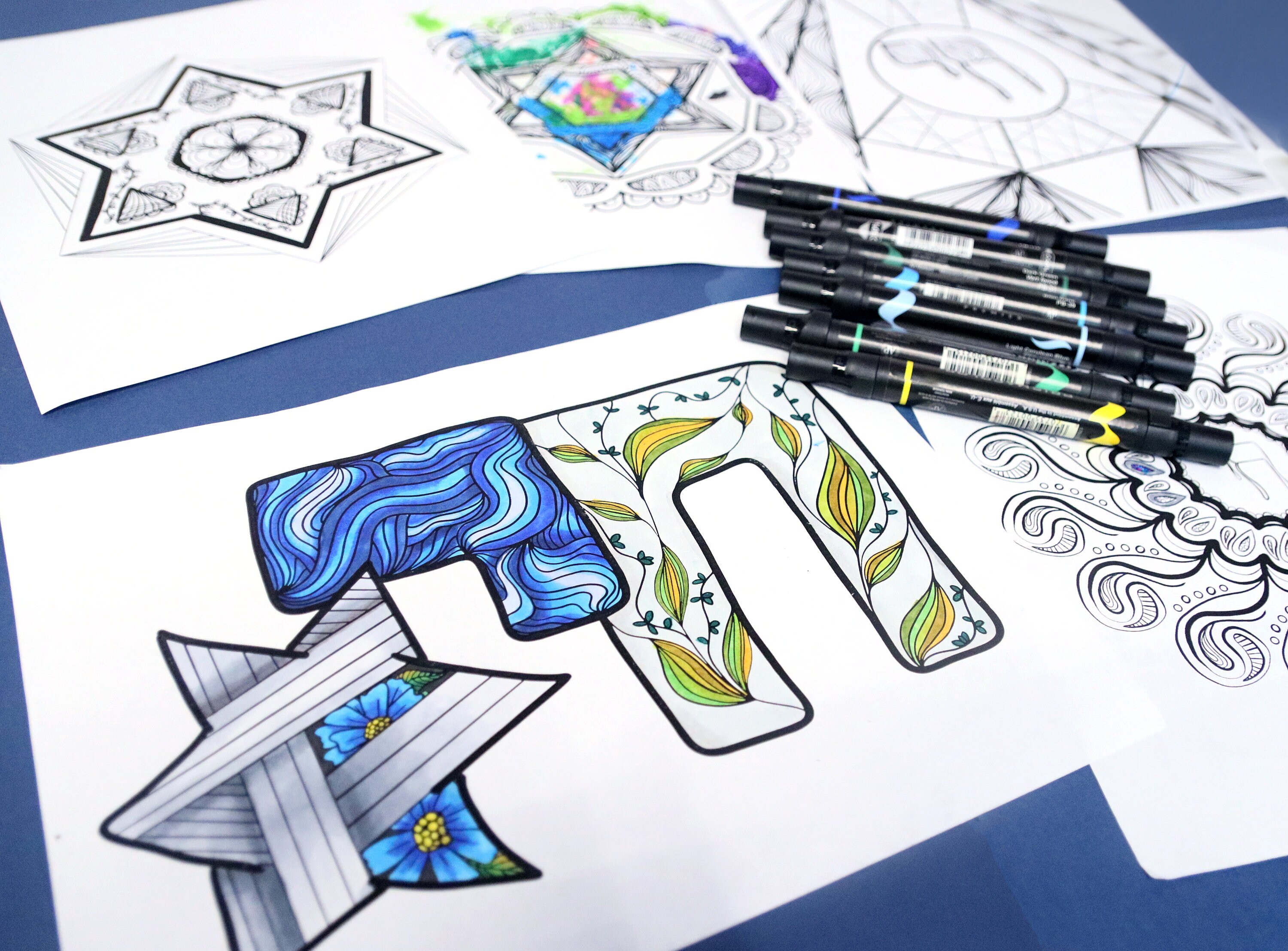 Chai and Star of David Coloring Pages for Adults | Printable Israel and ...