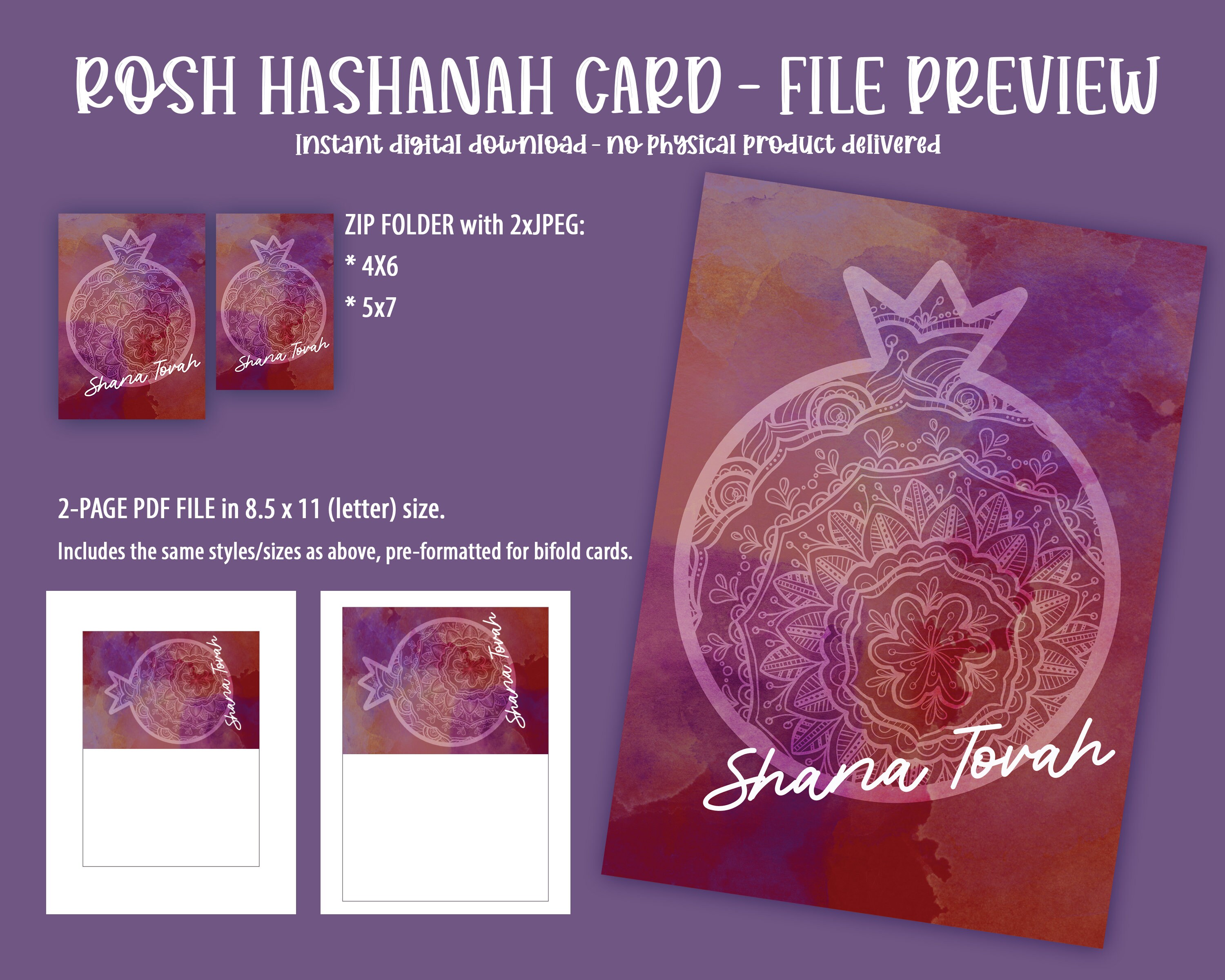 Rosh Hashanah Cards Printable Shana Tova Art Cards for the Jewish New ...