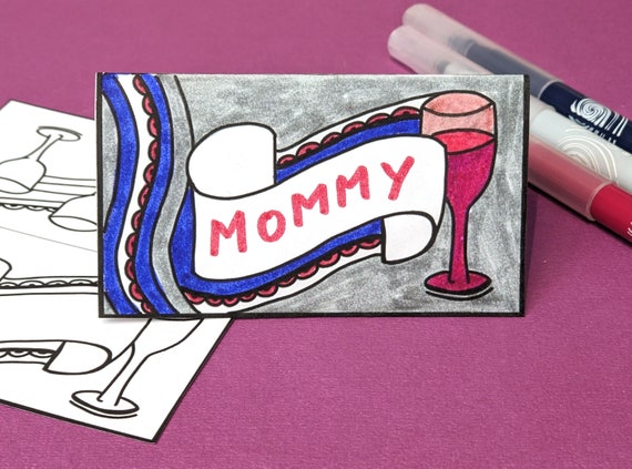 Color-in Printable Passover Name Cards - 4 Cups | Kids Pesach Craft ...