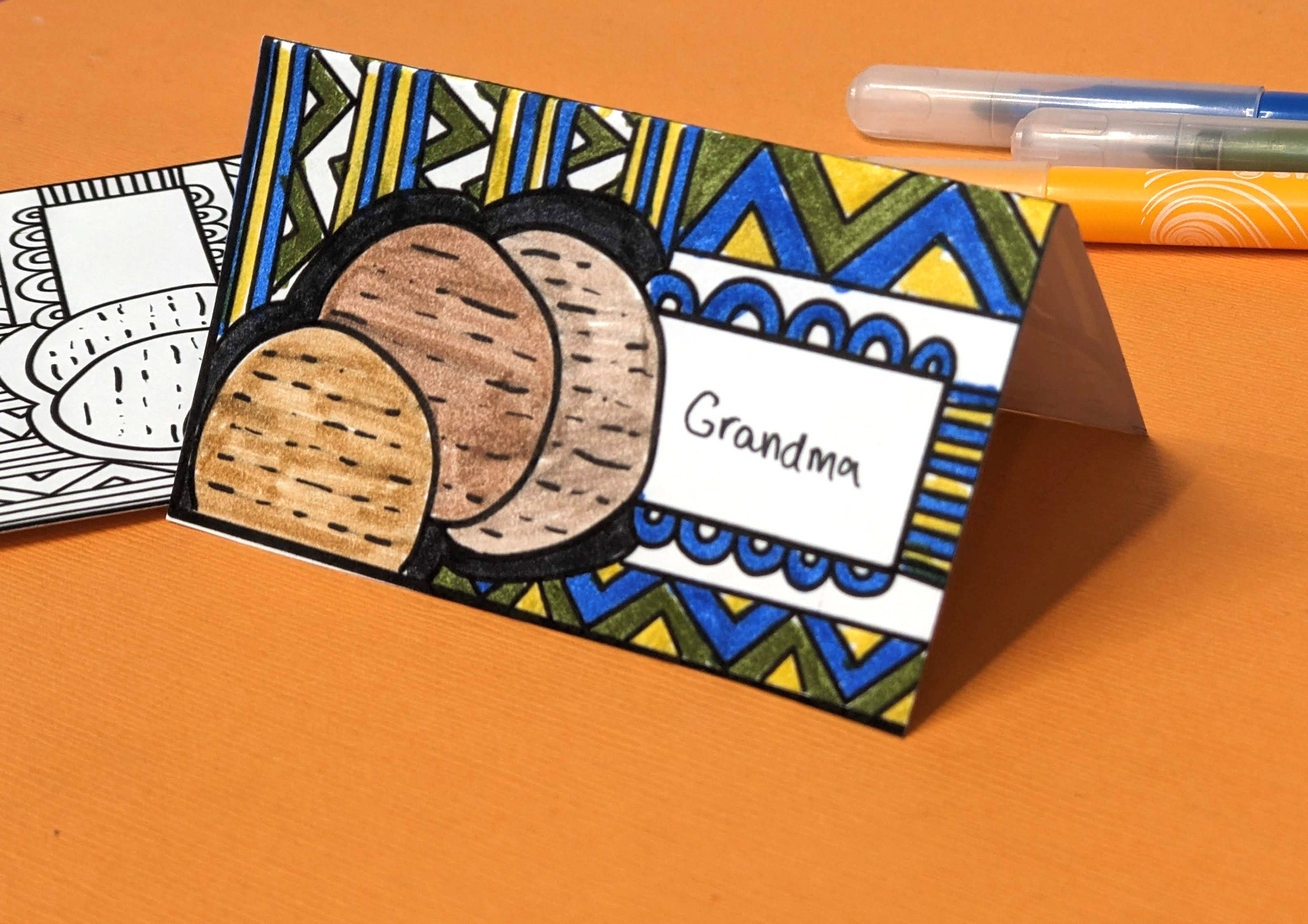 Color-in Printable Passover Name Cards Matzah Kids Pesach Craft ...