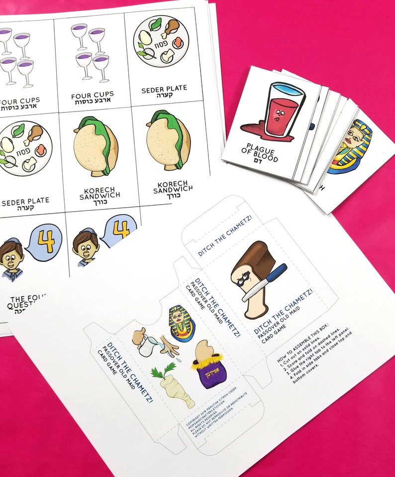 Passover Game for Kids - Printable PDF Old Maid and Memory Matching ...