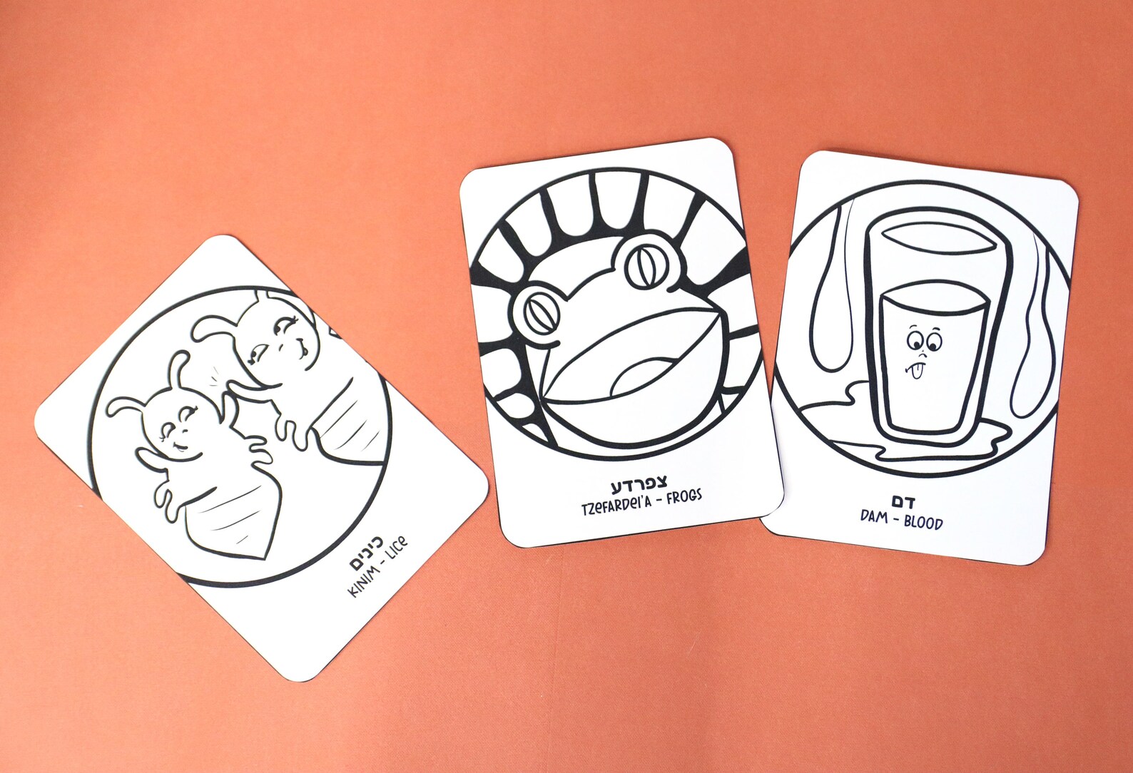 COLOR-IN Ten Plagues Flash Cards | Passover Craft for Preschool Kids ...